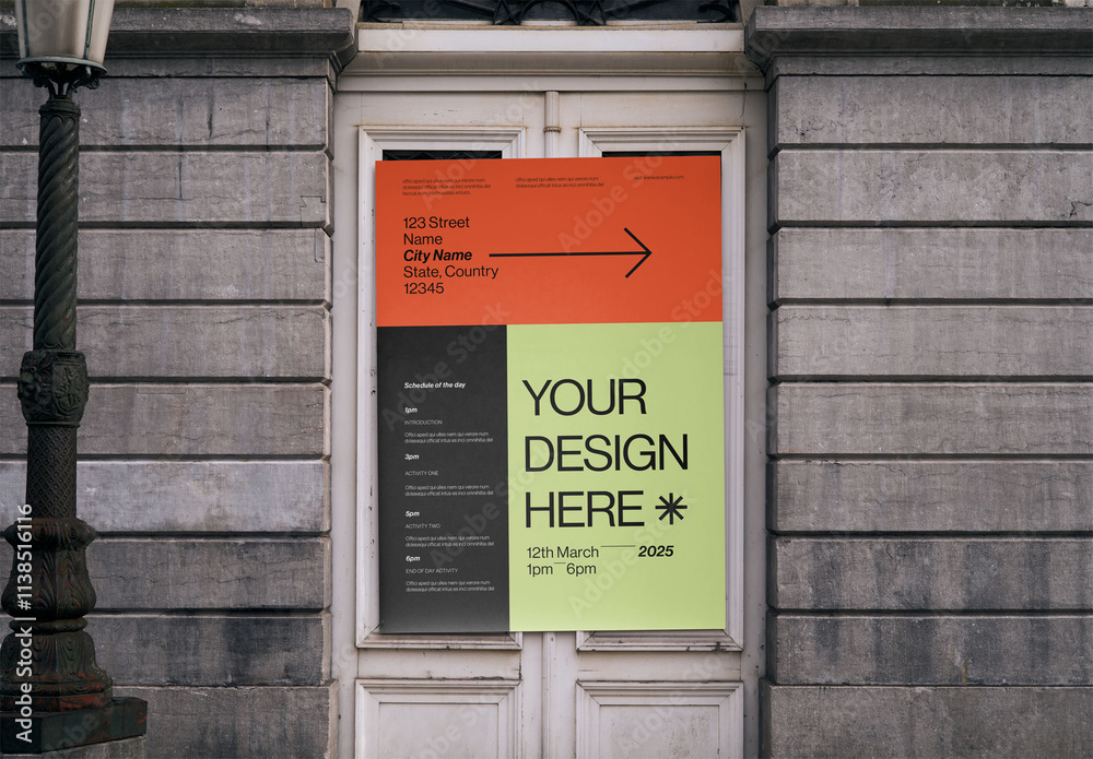 Mockup Of Vertical Customizable Poster On Building Stock Template ...