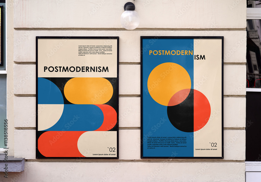 Mockup Of Two Vertical Posters On Building, Customizable Stock Template ...