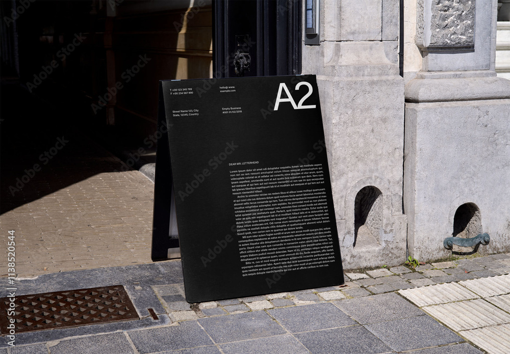 Mockup Of Freestanding Customizable A2 Sign Stock Template | Adobe Stock