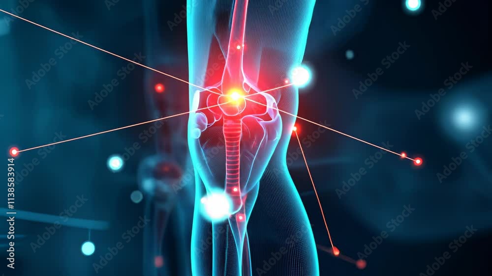 X Ray graphic of knee pain that highlight the anatomy and functions of ...
