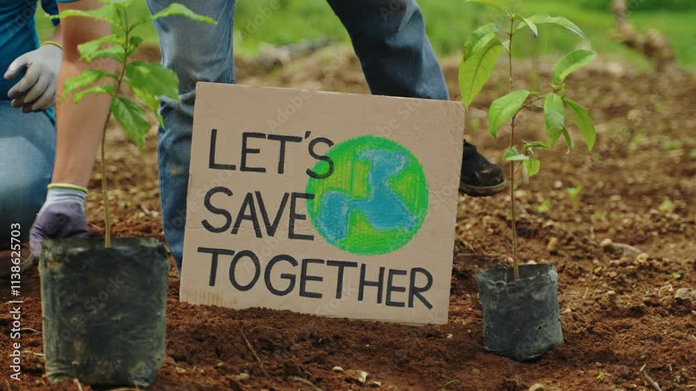 Close-Up of Environmental Campaign Poster Save the Earth. Advocating ...