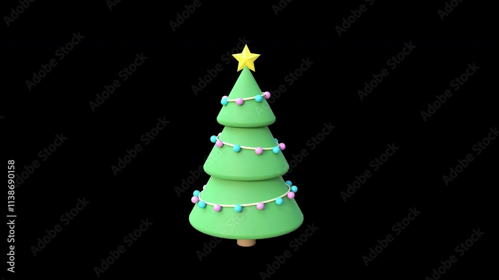 Christmas tree with decorations and garland looped rotation overlay on ...