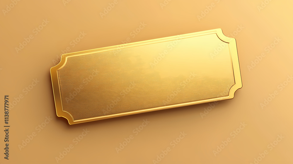 Blank golden ticket from top view: isolated top view of a blank golden ...