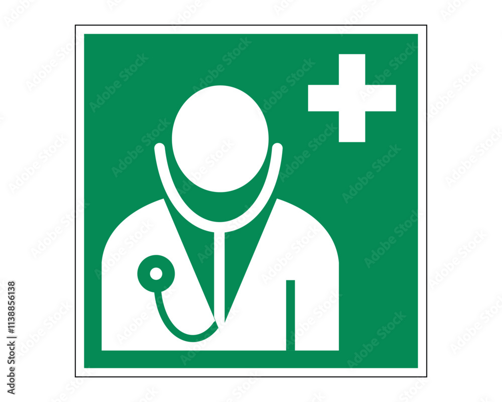 Doctor Sign Featuring a Green Background with White Doctor Silhouette ...
