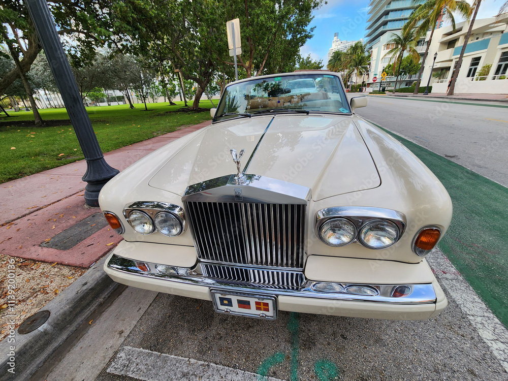 Miami Beach, Florida USA - June 5, 2024: 1978 Classic british ...