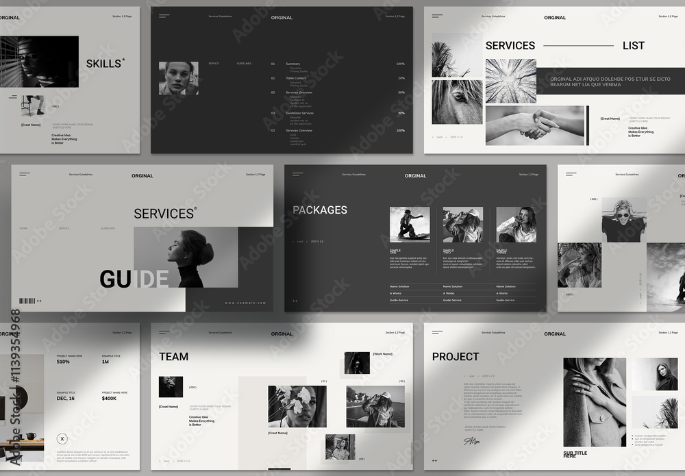 Services Guide Presentation Layout Stock Template | Adobe Stock
