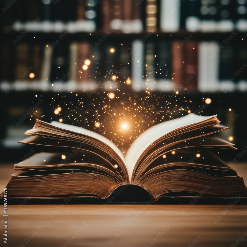 Magical Glowing Book Icon Illuminating Knowledge Library Digital Art ...