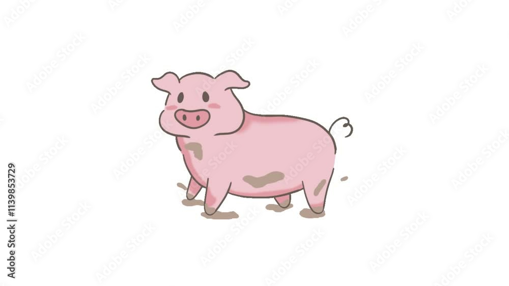 pig cartoon animation . pig icon animation. animation on transparent ...
