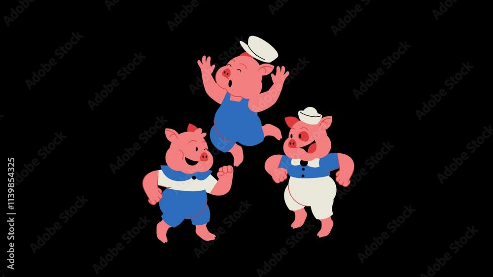 pig cartoon animation . pig icon animation. animation on transparent ...
