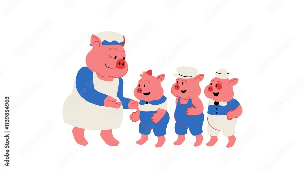 pig cartoon animation . pig icon animation. animation on transparent ...
