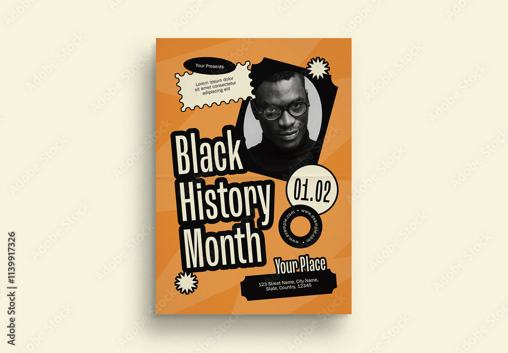 Orange Bold Scrapbooking Black History Month Flyer Layout Stock ...