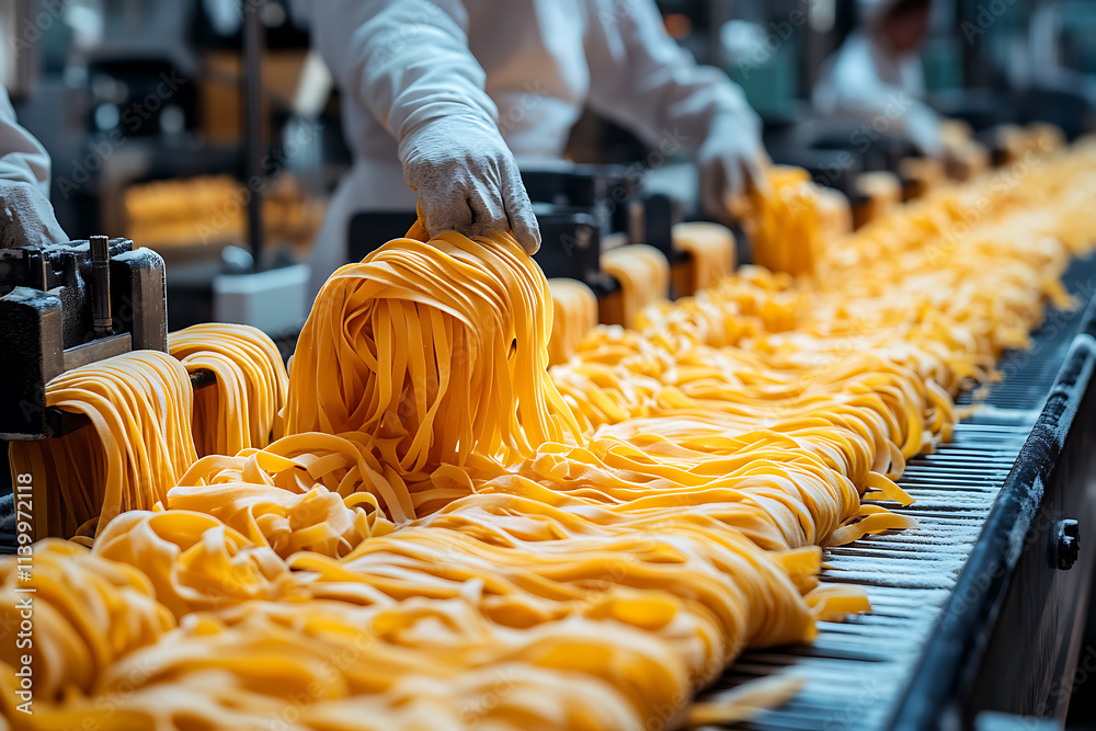 A modern food industry facility producing pasta, showcasing automated ...