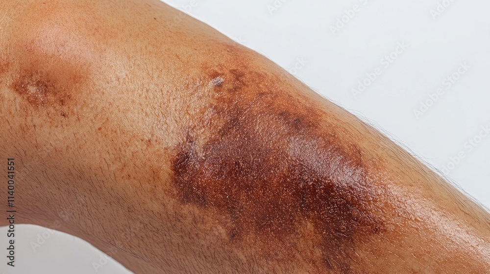 Chronic venous ulcer with hyperpigmentation on the lower leg ...