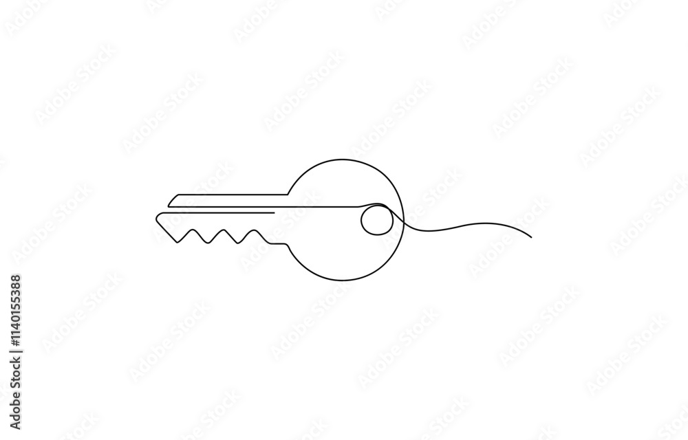 Continuous one line drawing of keys. Real estate keys icon, continuous ...