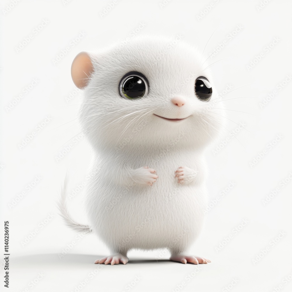 Cute Dinagat bushy-tailed cloud rat cartoon character, 3D rendering ...