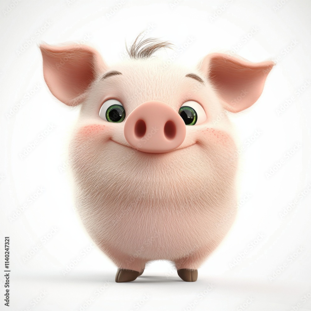 Cute Palawan bearded pig, cartoon character design, 3D rendering, white ...
