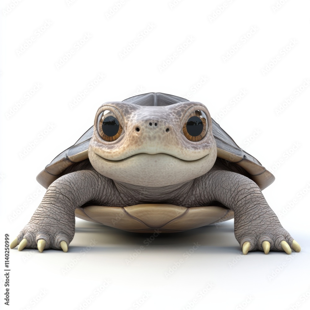 Cute Philippine giant softshell turtle, 3D cartoon, white background ...