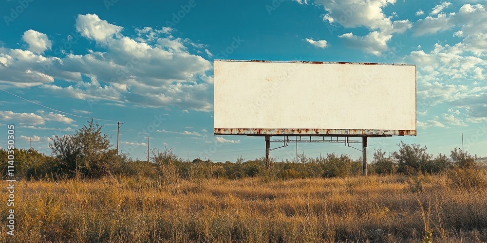 Rural scene featuring a double blank advertising billboard, perfect for ...