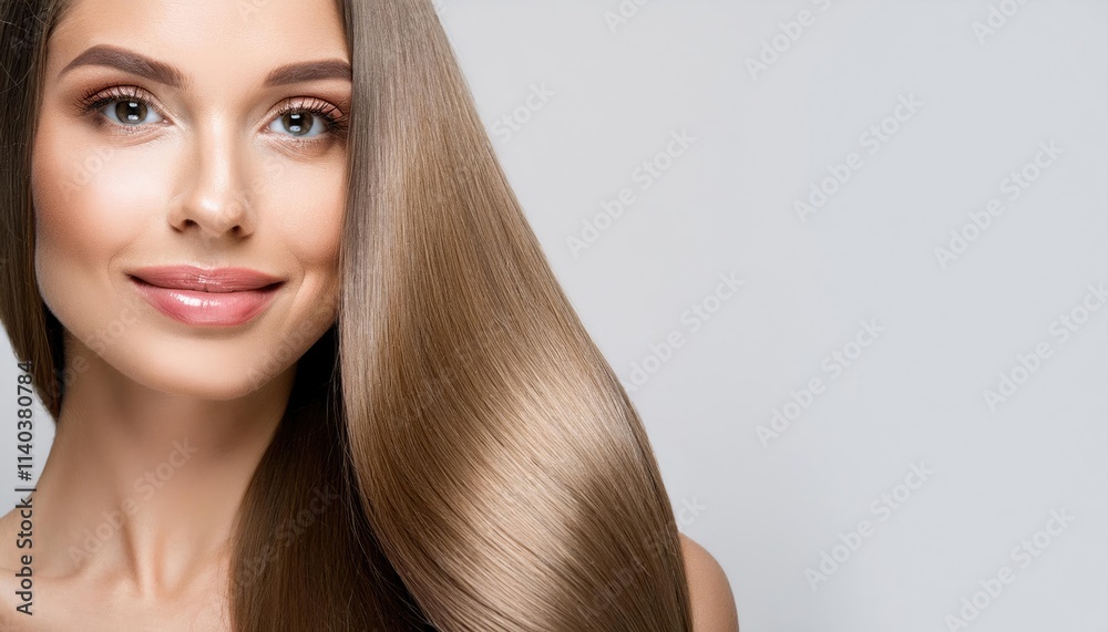 Beautiful model woman with shiny and straight long hair. Keratin ...