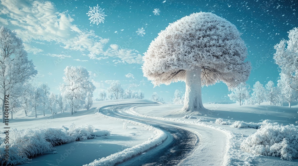 the world's most beautiful snow scene, with an ice and snow mushroom ...