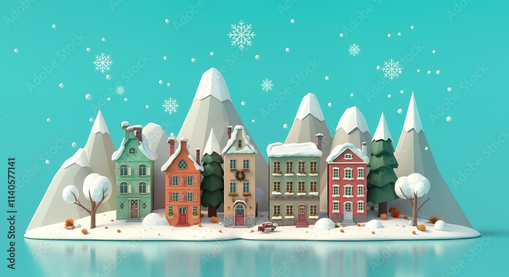 Christmas miniature diorama : Night in a Snowy Village, Santa Claus and ...