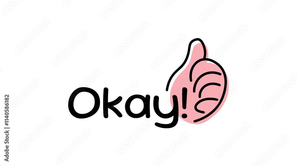 Okay Text Animation with Thumbs Up on Green Screen and White Background ...