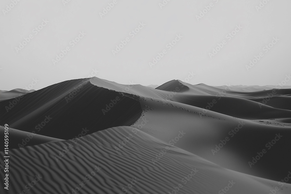 Minimalist black-and-white photography of sand dunes, simple shapes and ...