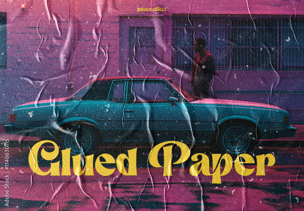 Glued Crumpled Paper Photo Effect Stock Template | Adobe Stock