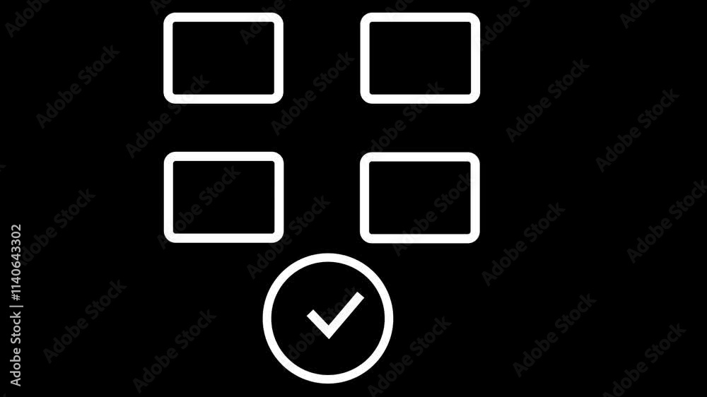 PDCA white line animation. Animated flowchart icon. Plan do check act ...