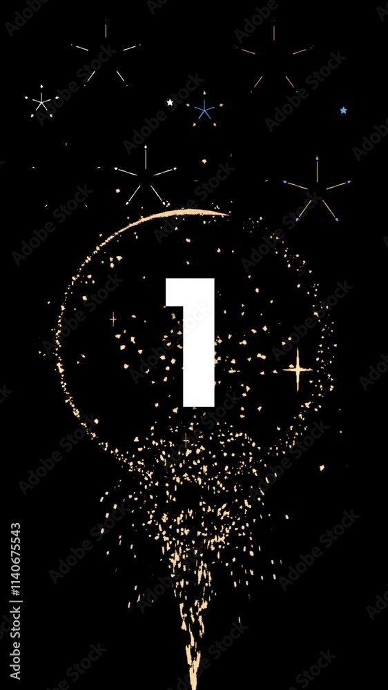 Countdown to the 2025 New Year with Fireworks Numbers and Text ...