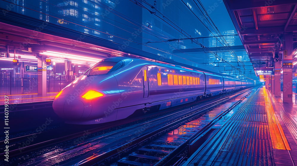 Ultra-detailed and realistic view of an empty Osaka train station at ...