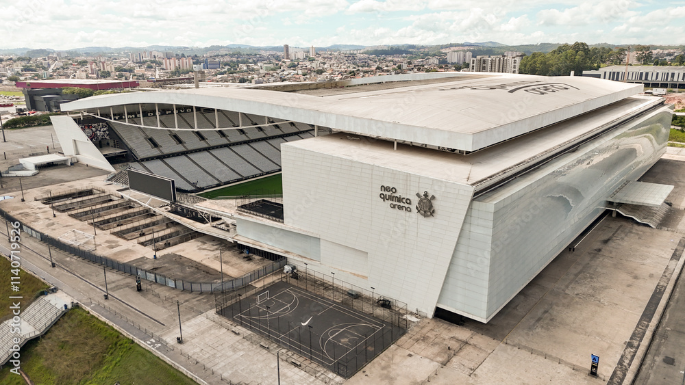 Foto do estádio Neo Química Arena, em São Paulo, com vista do campo e ...