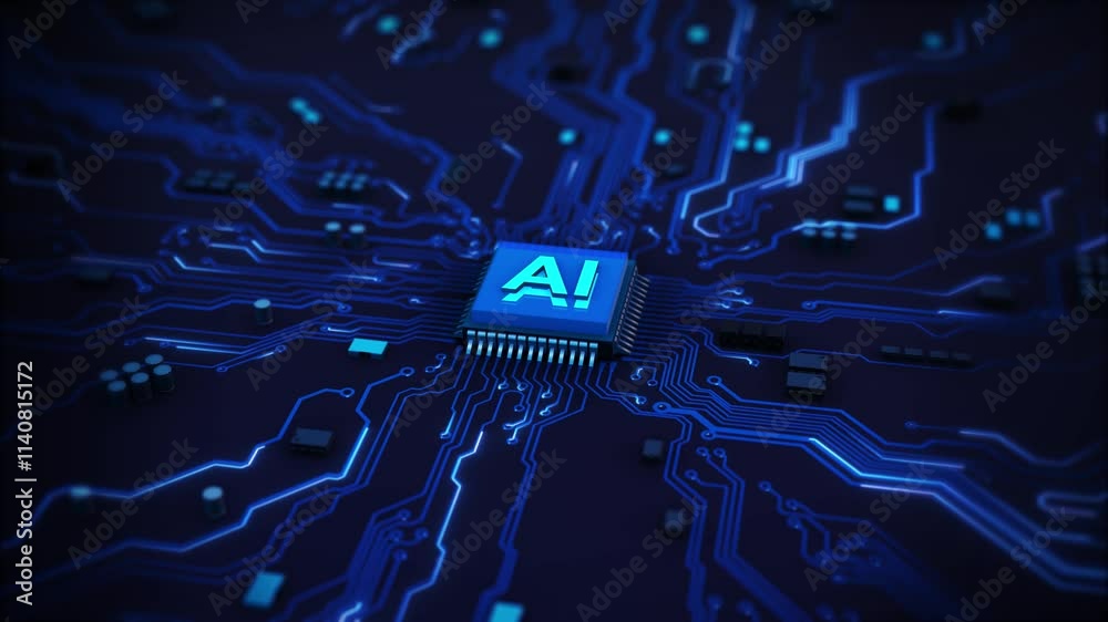 3D Futuristic AI artificial intelligence data mining circuit board ...