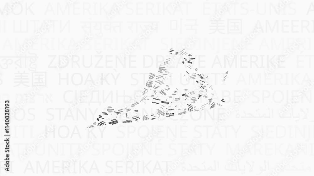 Virginia intro animation. State with counties illustration video ...