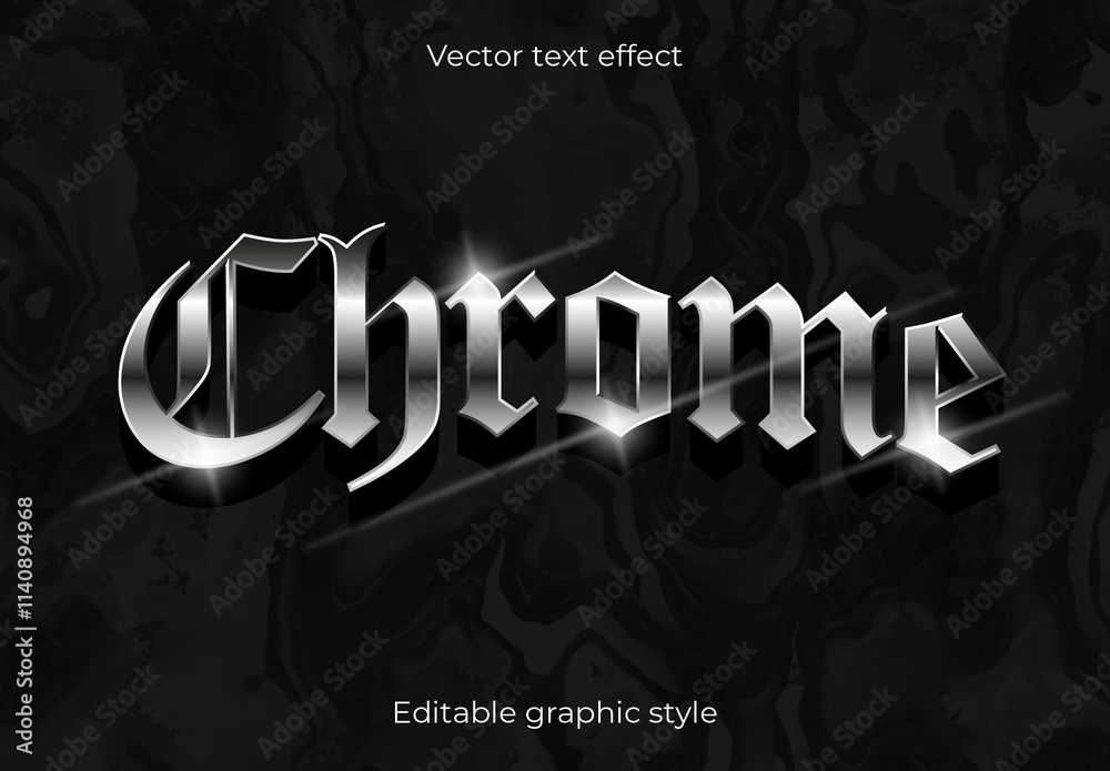 Silver Metallic Gothic Chrome Shiny 3D Text Effect Stock Template ...