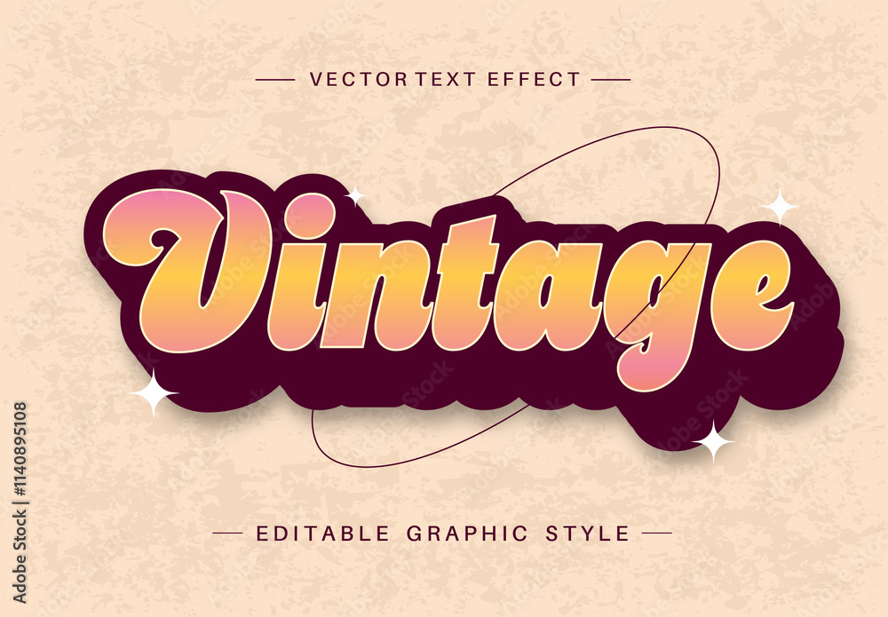 Orange Vintage Text Retro Font. Bold 3D Text Effect Stock Template ...