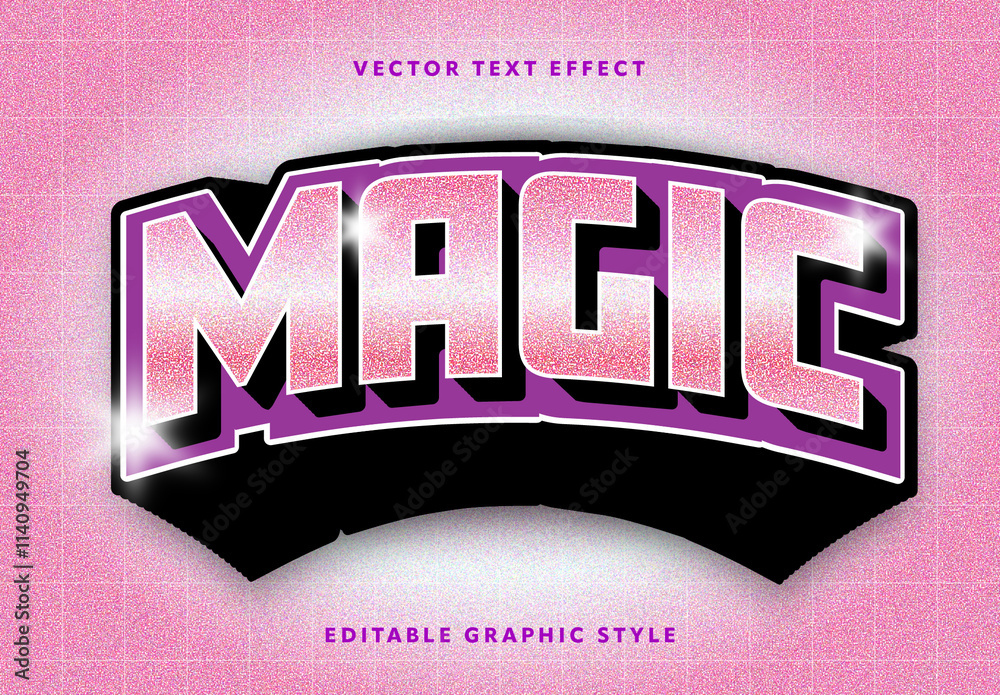 Pink Gradient 3D Text Glitter Font Bold Text Effect Stock Template ...