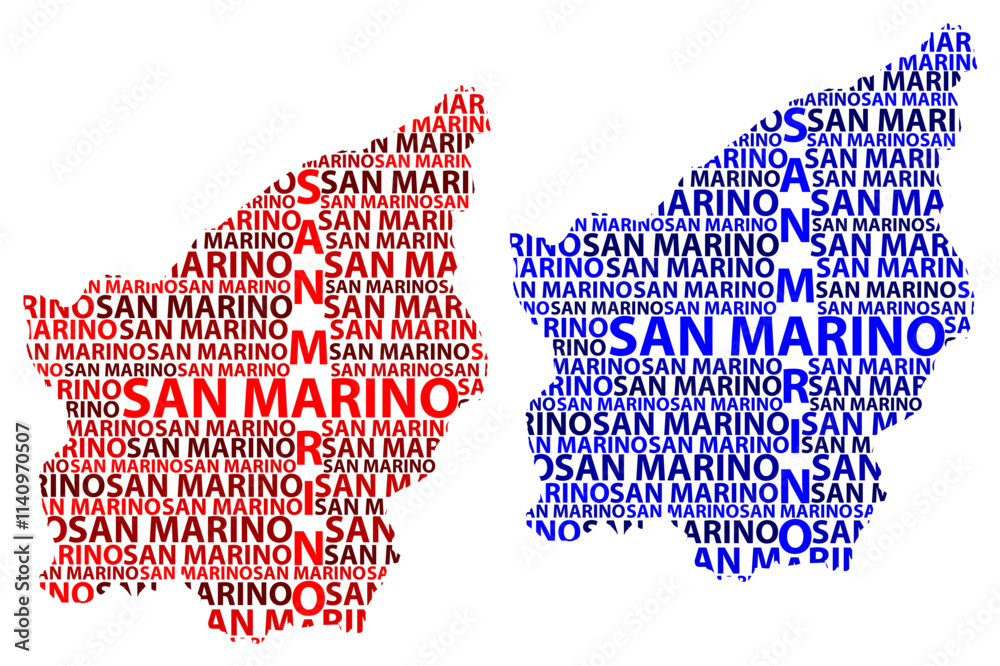 Sketch San Marino letter text map, Republic of San Marino - in the ...