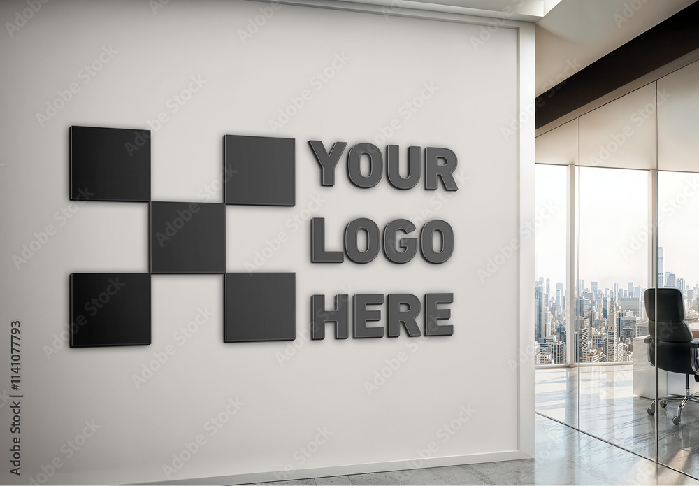 Logo Mockup on Office Wall Stock Template | Adobe Stock