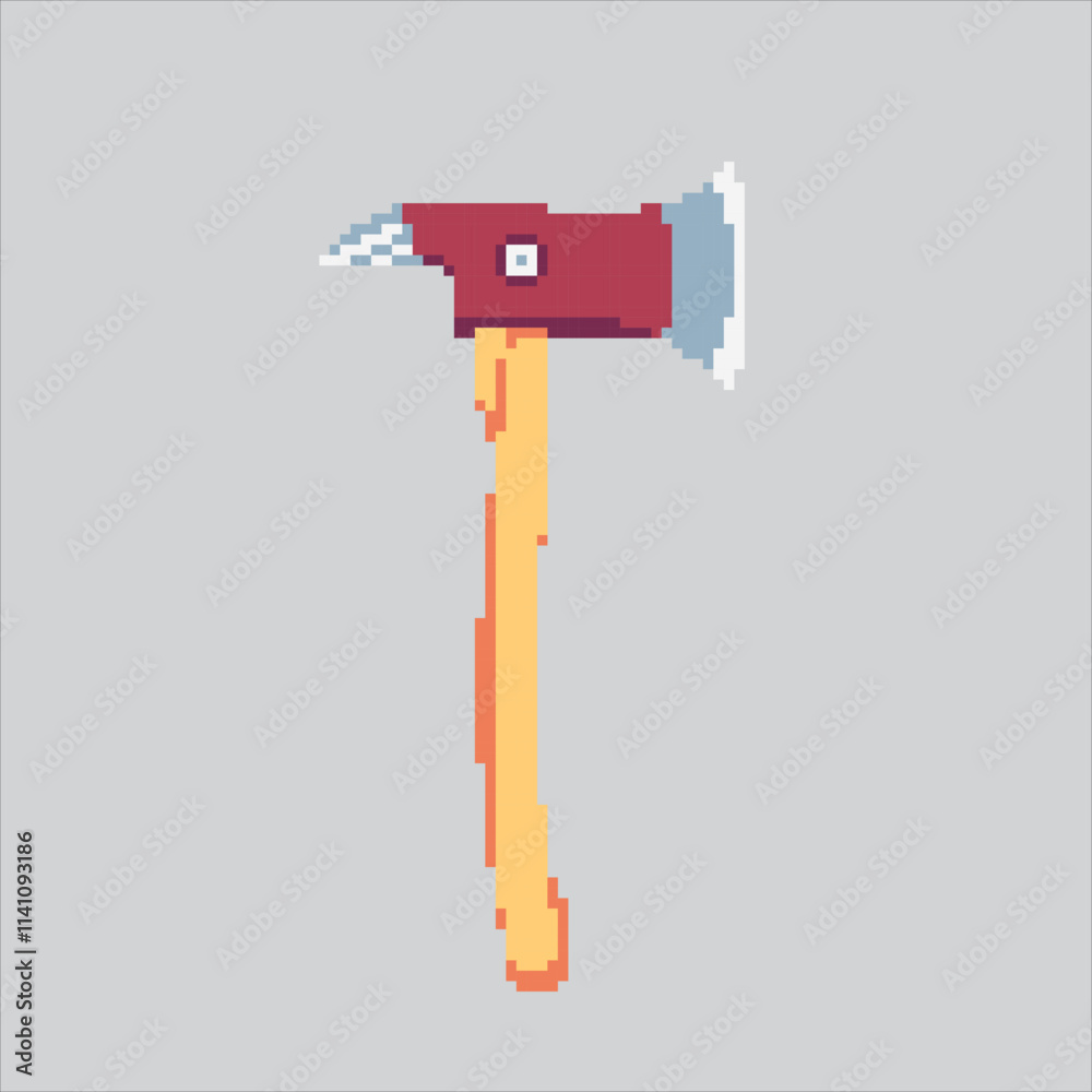 Vetor de Pixel art illustration Climbing. Pixelated Firefighter Ladder ...