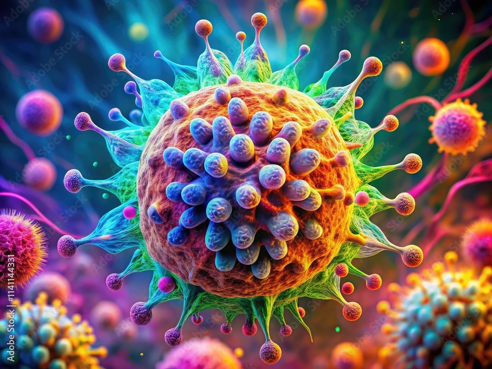 Detailed microscopic image showcases the monocyte, a mononuclear ...