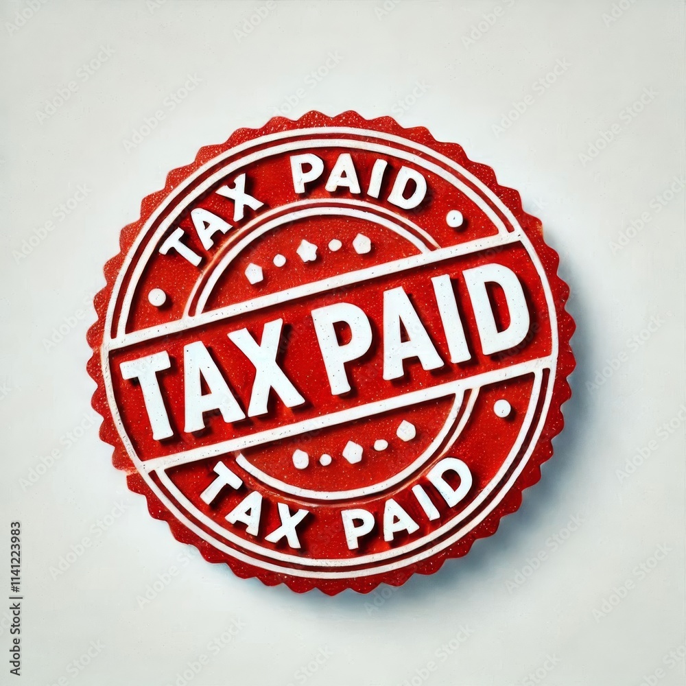 TAX PAID" red rubber stamp over a white background, symbolizing tax ...