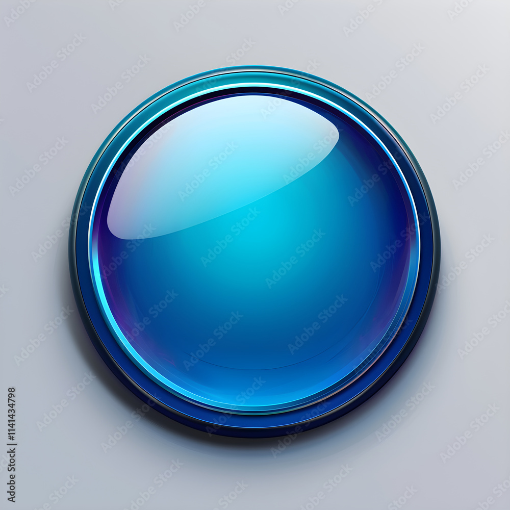 Modern Blue Circular Button Icon with Gradient and Glossy Finish for UI ...