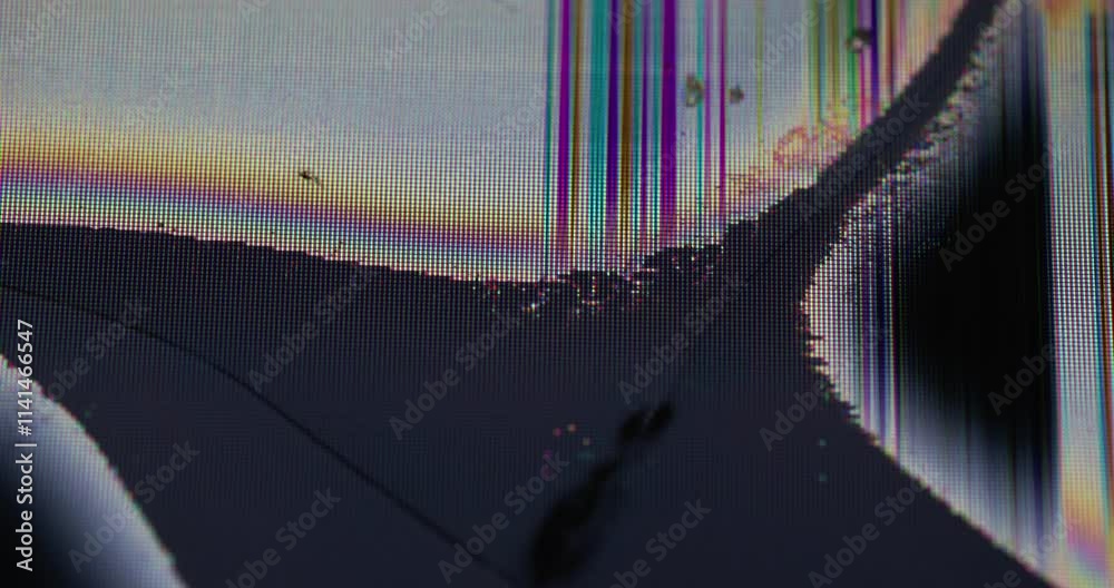 Grunge screen. Matrix deformation. Damaged color surface with dead ...