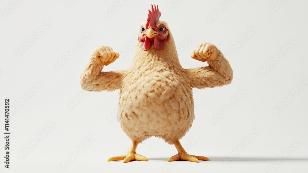 Muscular Chicken Flexing Its Strong Arms in Powerful Fighting Pose ...
