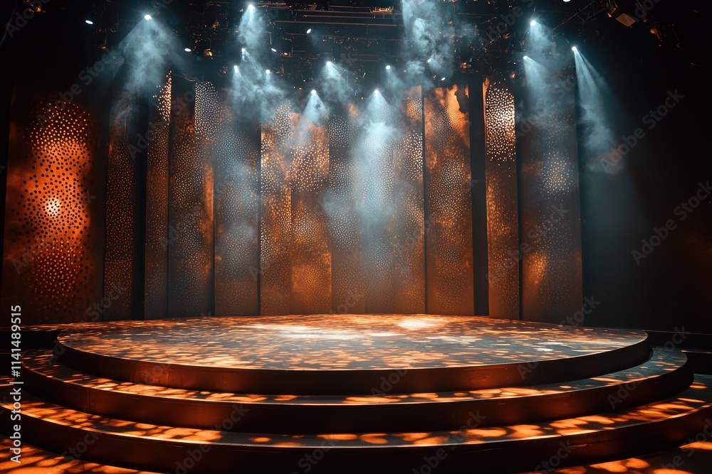 Gobo patterns lighting up an empty theatre stage, setting the scene for ...