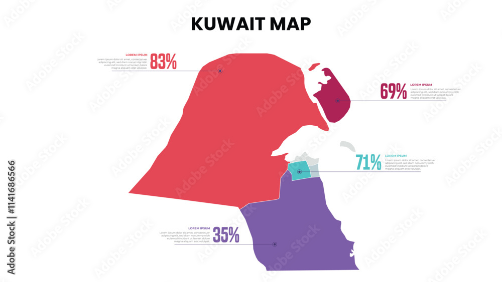 Vecteur Stock Kuwait Modern Map Percentage Infographic Template ...