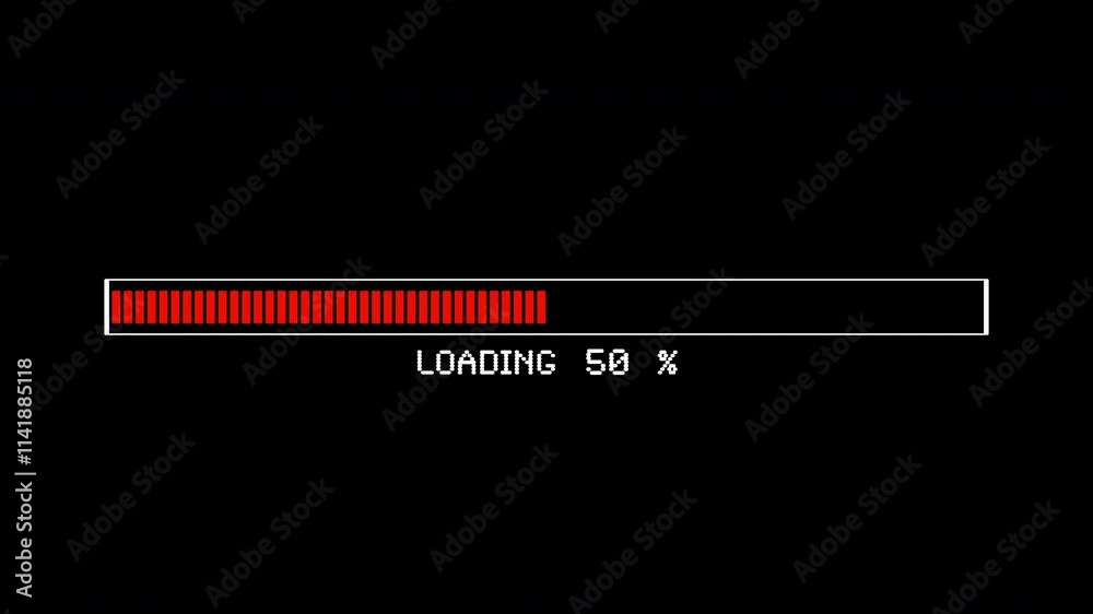 10 Second Loading Progress Bar. Red Loading Bars on Black Background ...