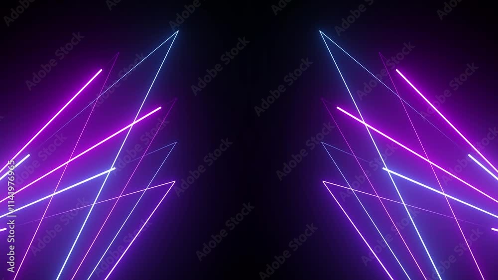 3d render, Neon glowing blue pink technology background with laser ...