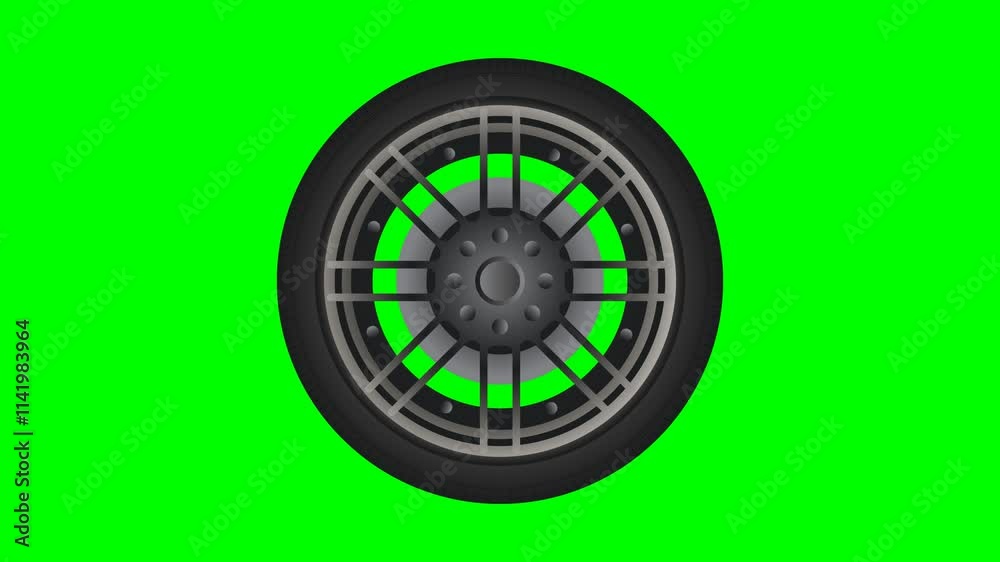 Animated rotating car wheels on a transparent background. 4K video ...
